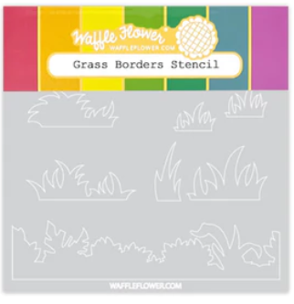 Waffle Flower Grass Border Stencil | Heart to Heart Paper Arts